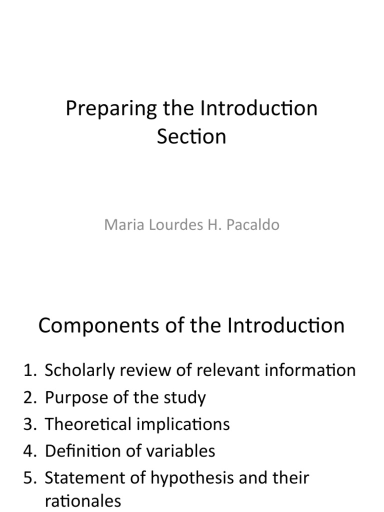 6 - Preparing The Introduction Section | PDF | Self-Improvement