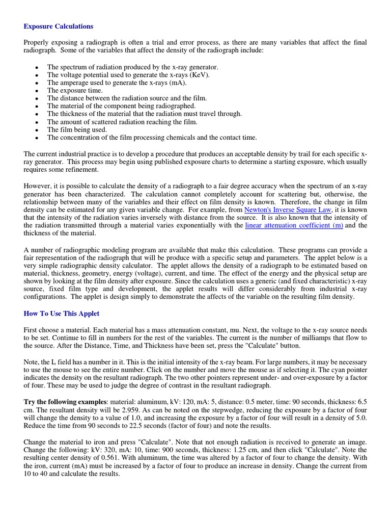 Calculating Radiographic Density: A Demonstration of How Variables ...