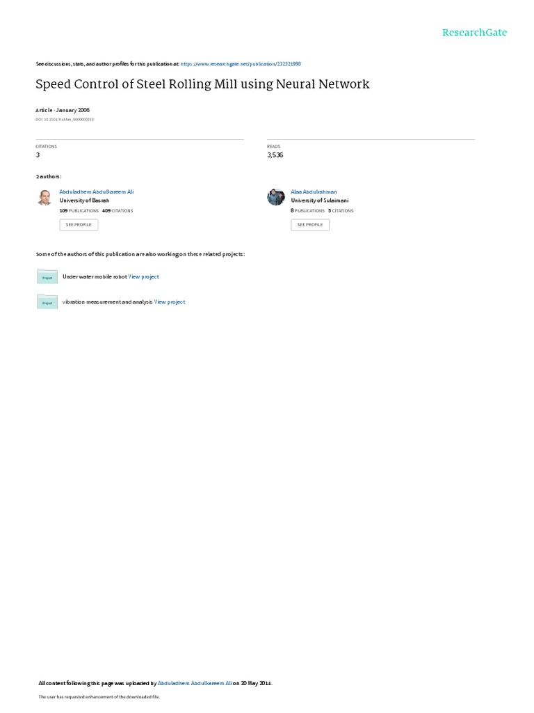 Neural Network Steel Mill Speed Control | PDF | Deep Learning ...