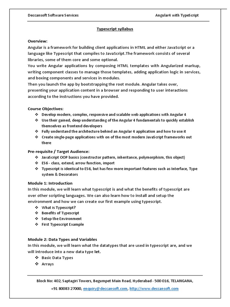 Angular of Syllabus PDF | PDF | Angular Js | Class (Computer Programming)