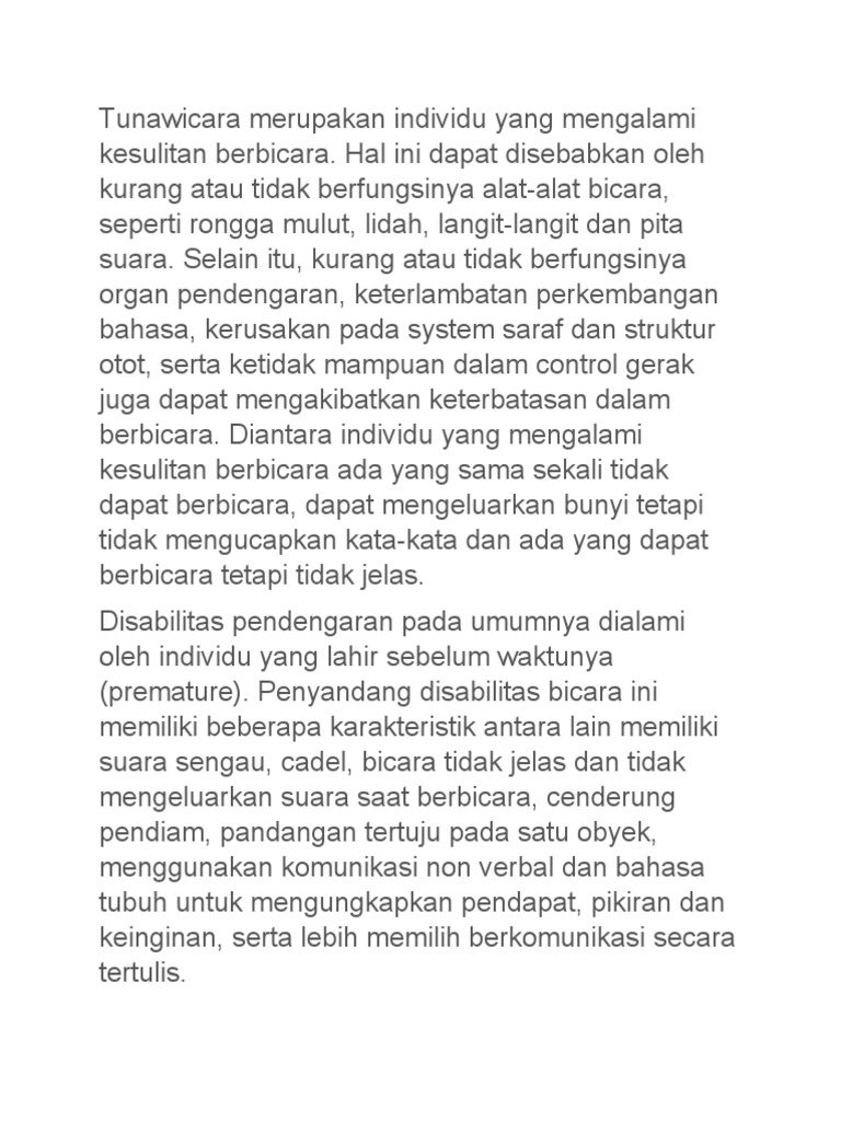 Tuna Wicara | PDF | Pengembangan Diri | Kesehatan Holistik