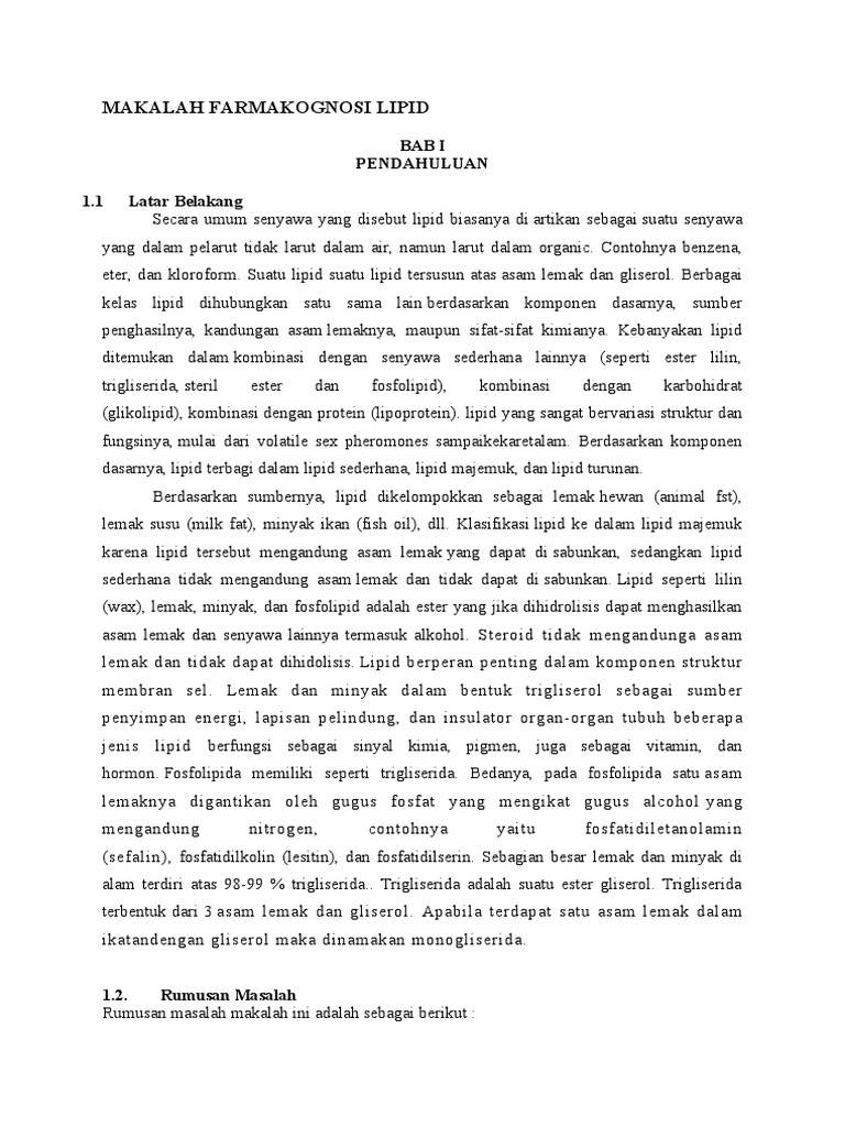 Makalah Farmakognosi Lipid | PDF | Kesehatan Holistik