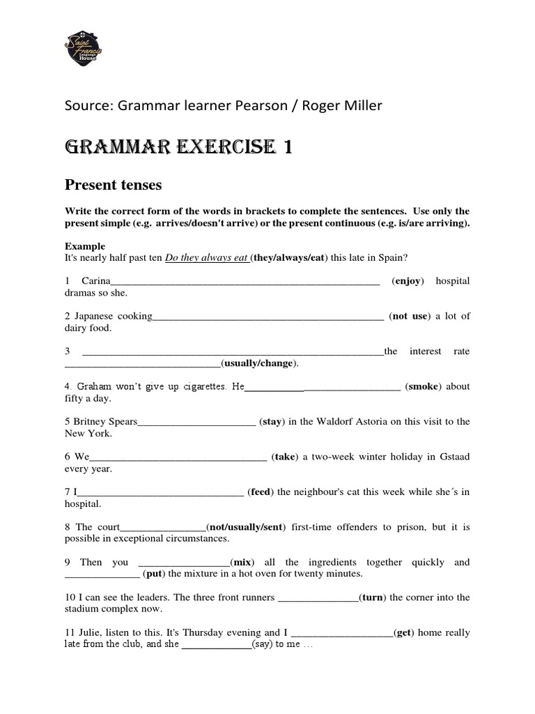 Grammar Exercises 1,2,3 | PDF