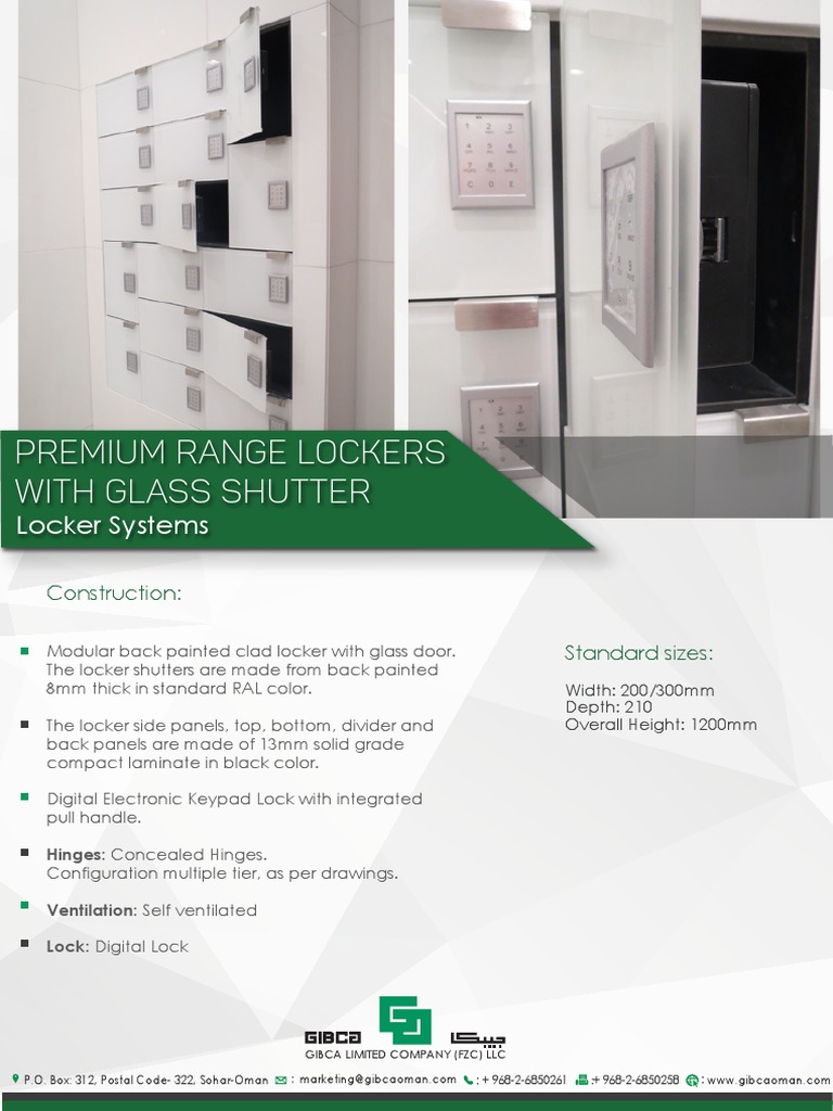 Premium Range Lockers With Glass Shutter: Locker Systems | PDF