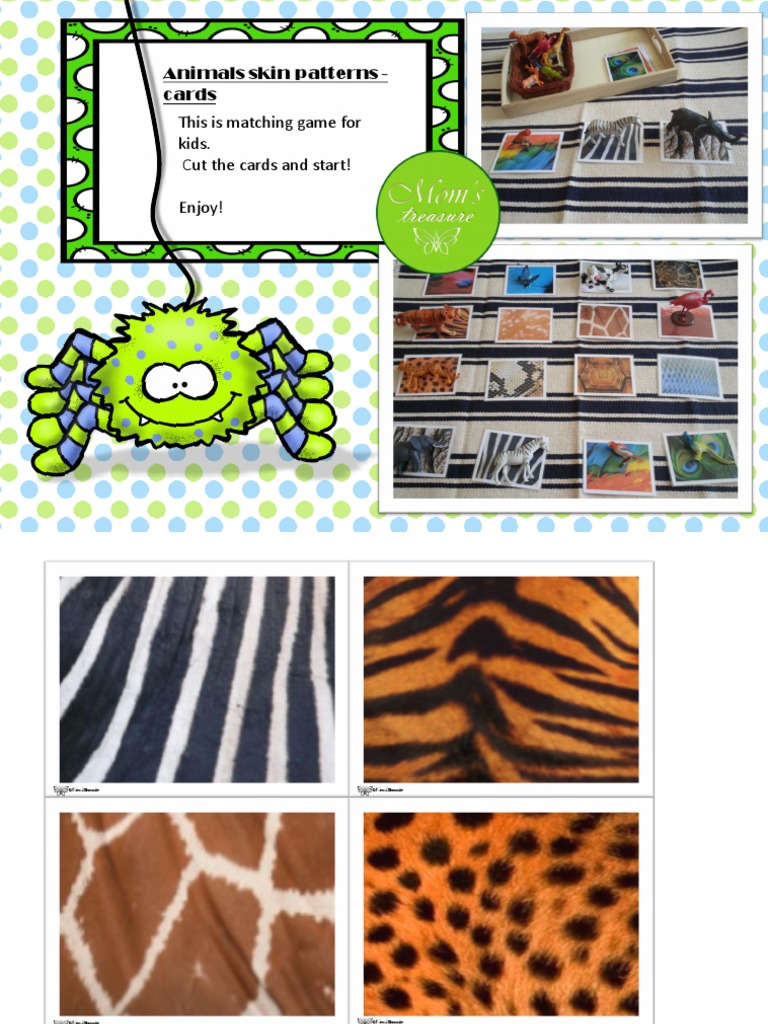 Animals Skin Patterns - Cards This Is Matching Game For Kids. Cut The ...