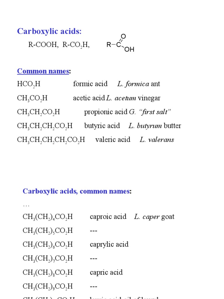 Carboxylic Acids:: R-Cooh, R-Co H | PDF | Carboxylic Acid | Acid