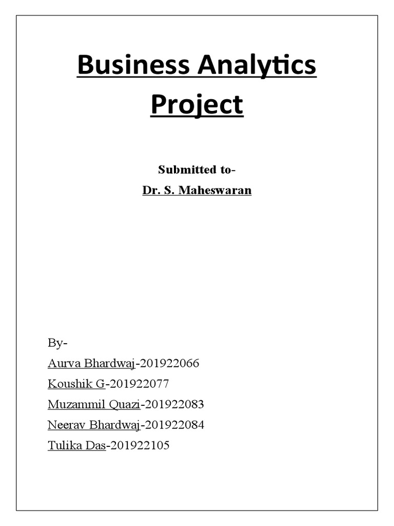 Business Analytics Project | PDF | P Value | Statistics