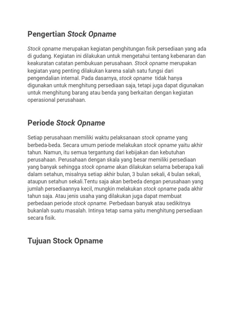 Pengertian dan Tujuan Stock Opname | PDF
