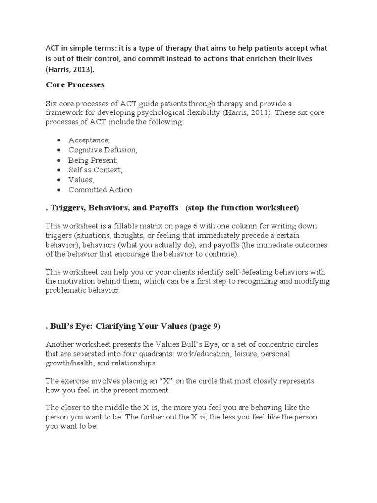 ACT Therapy | PDF | Bullying | Behavior