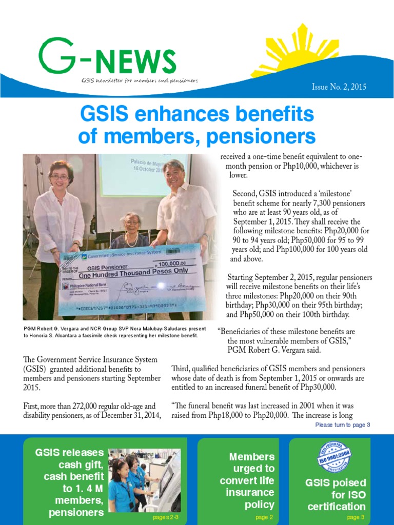 GSIS Enhances Benefits of Members, Pensioners | PDF | Quality ...