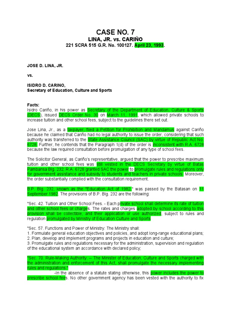 Case #7.docx | PDF | Tuition Payments | Rulemaking