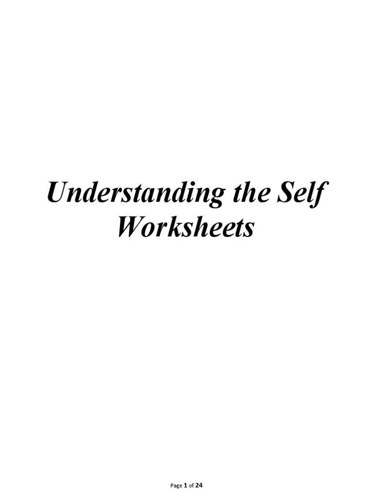 Understanding The Self Worksheets | PDF | Identity (Social Science) | Self