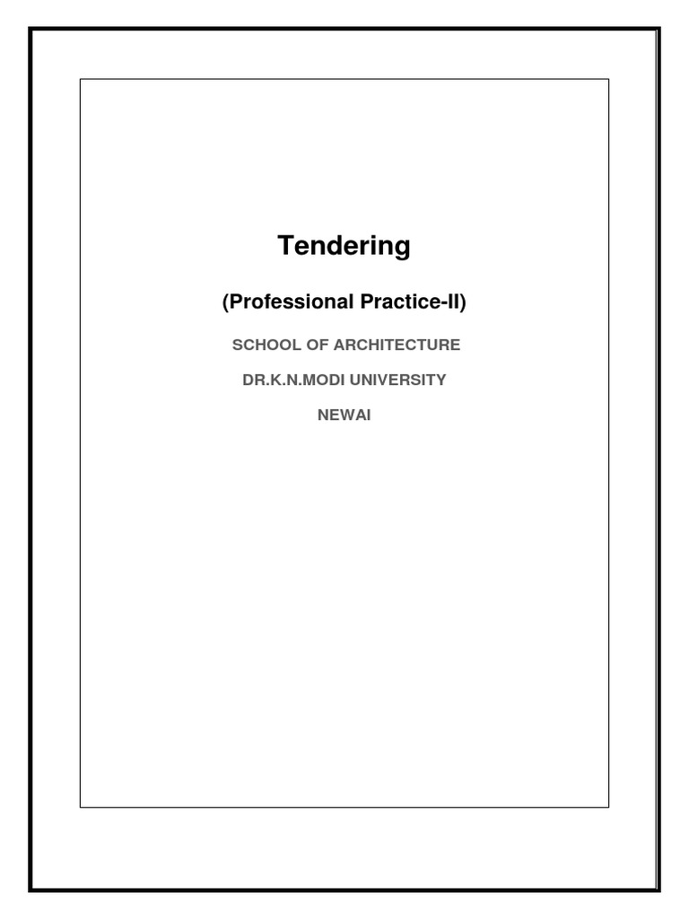 Tendering: (Professional Practice-II) | PDF | Supply Chain Management ...