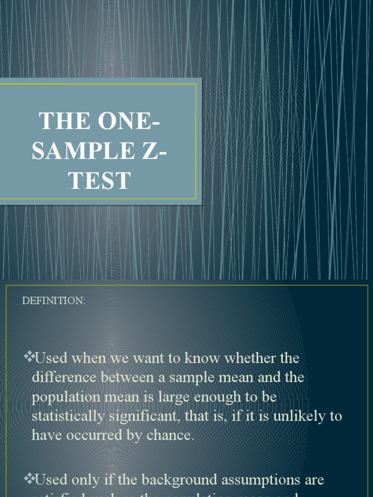 The One Sample Z Test | PDF