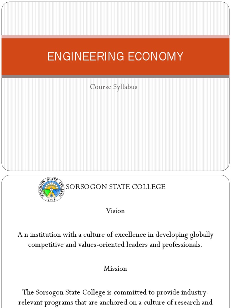 Engineering Economy: Course Syllabus | PDF | Feasibility Study | Economies