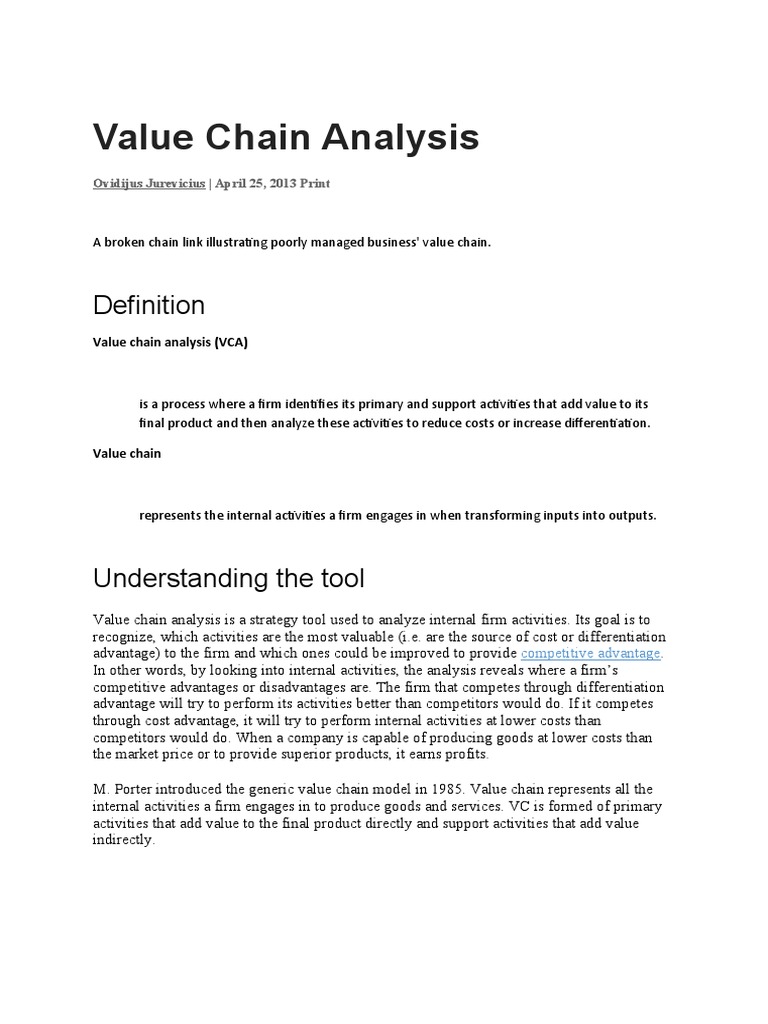 Value Chain Analysis (Internal Analysis) | PDF | Value Chain ...