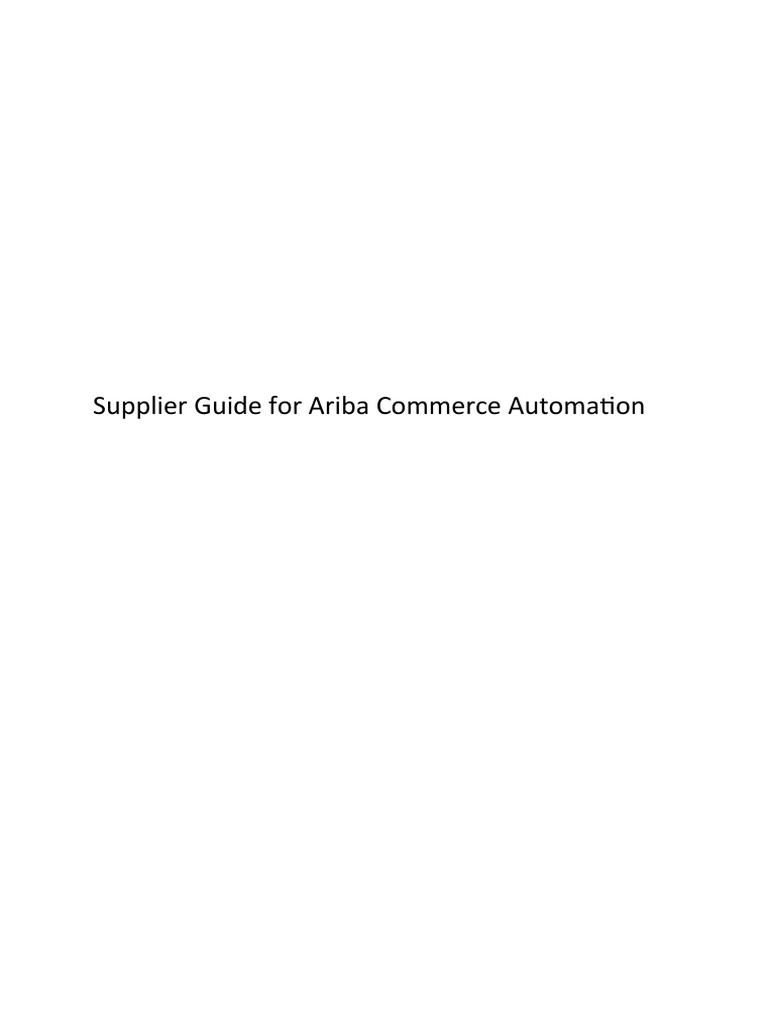 Supplier Guide For Ariba Commerce Automation | PDF | Invoice | Software