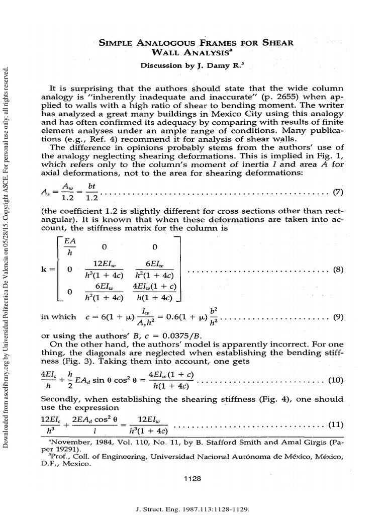 JF - Ih (L + 4c) : J. Struct. Eng. 1987.113:1128-1129 | PDF | Civil ...