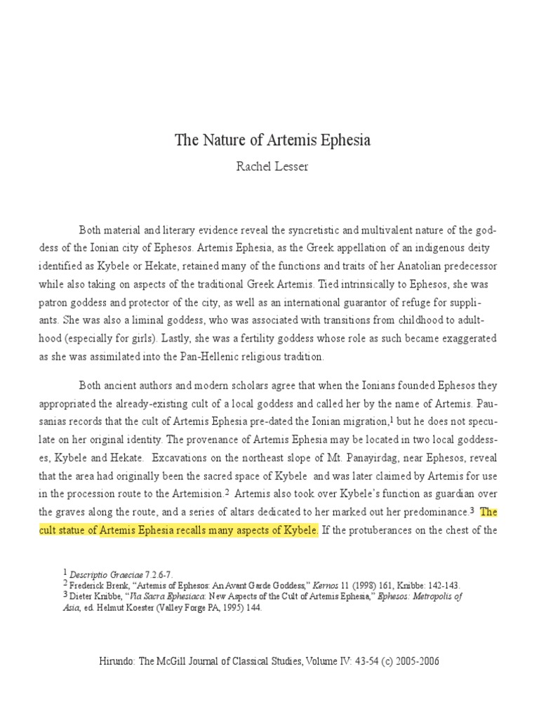 The Nature of Artemis Ephesia: Rachel Lesser | PDF | Religion And Belief