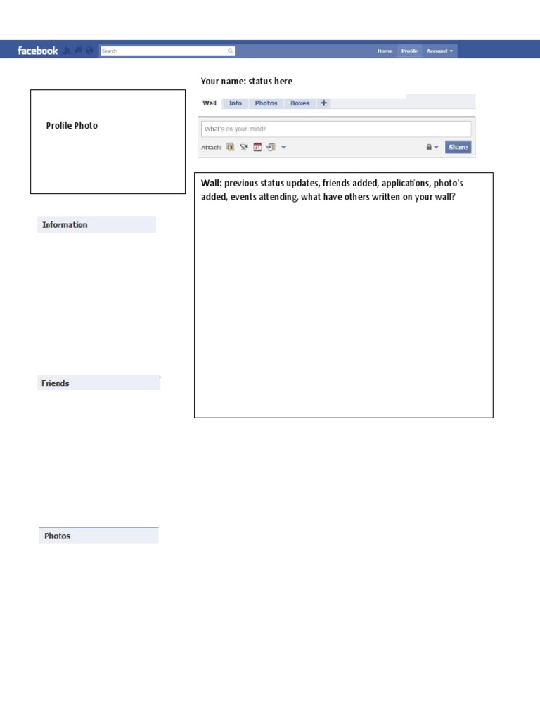 Sample Facebook Info Page Template For Word | PDF