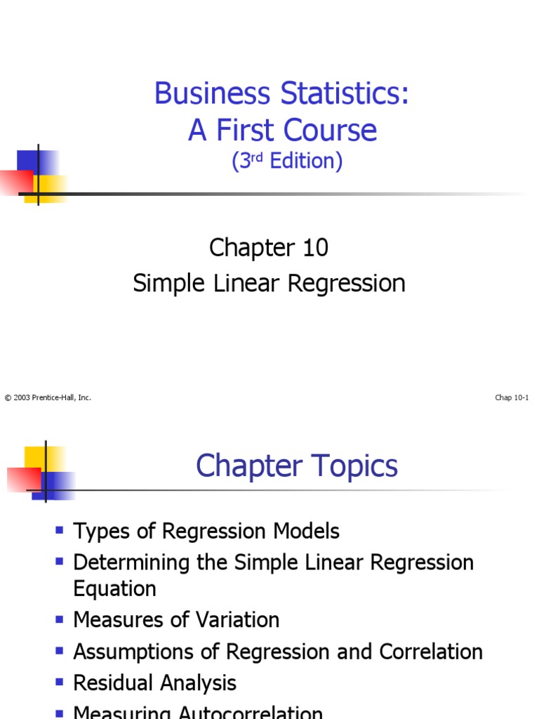Business Statistics: A First Course: Simple Linear Regression | PDF | Regression Analysis ...