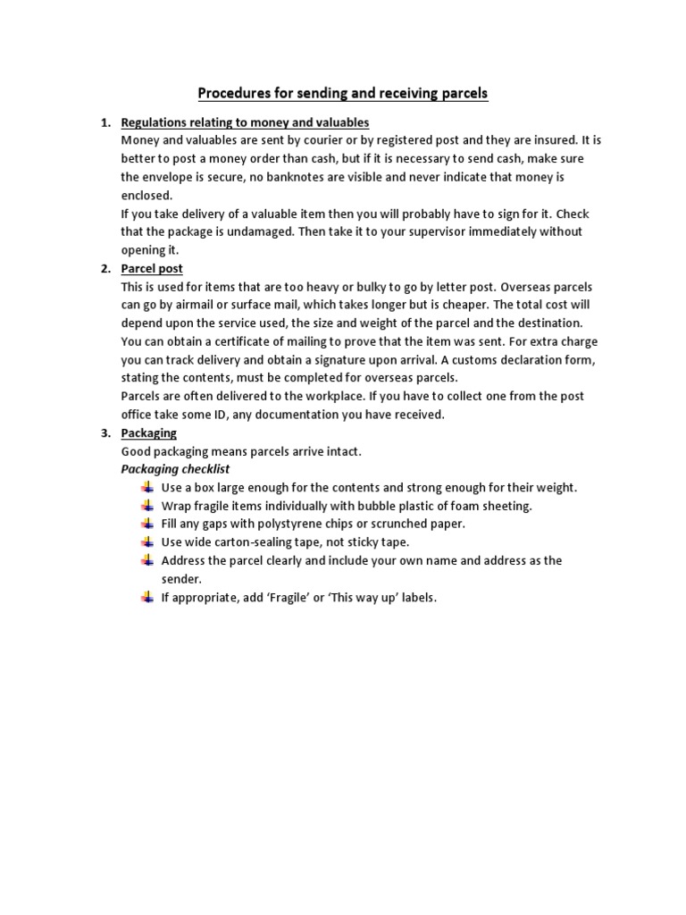 Guidelines for Sending and Receiving Parcels Safely and Efficiently | PDF