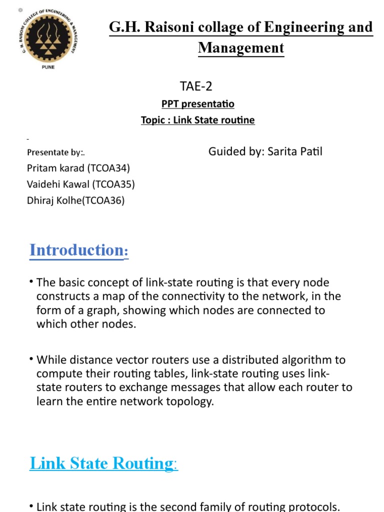 Presentation-Link State Routing | PDF | Routing | Data Transmission