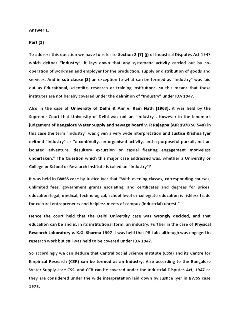 Labour Law Answer Sheet | PDF | Lockout (Industry) | Strike Action