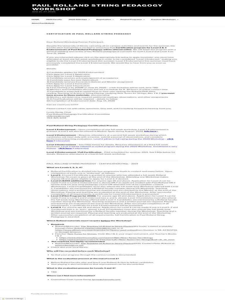 Certification in Paul Rolland String Pedagogy - Paul Rolland String ...