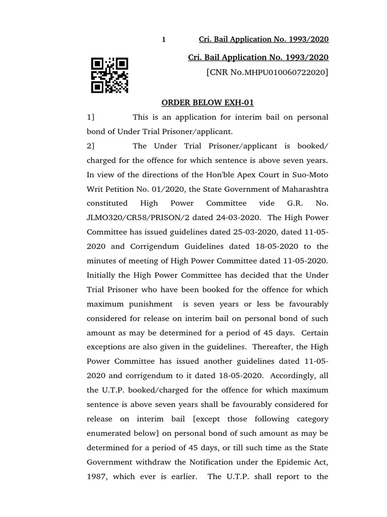 (CNR No.) : Cri. Bail Application No. 1993/2020 | PDF | Bail | Crime & Violence