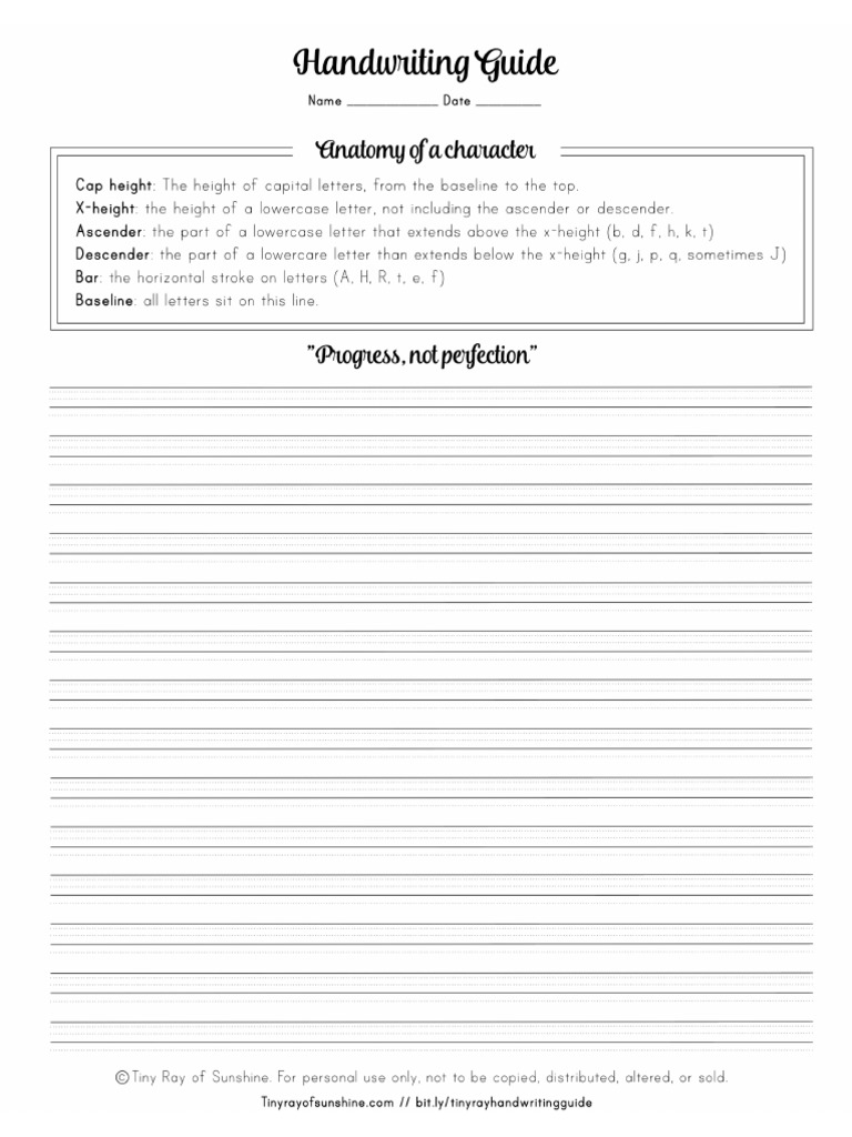 Tiny Ray of Sunshine Handwriting Guides PDF | PDF