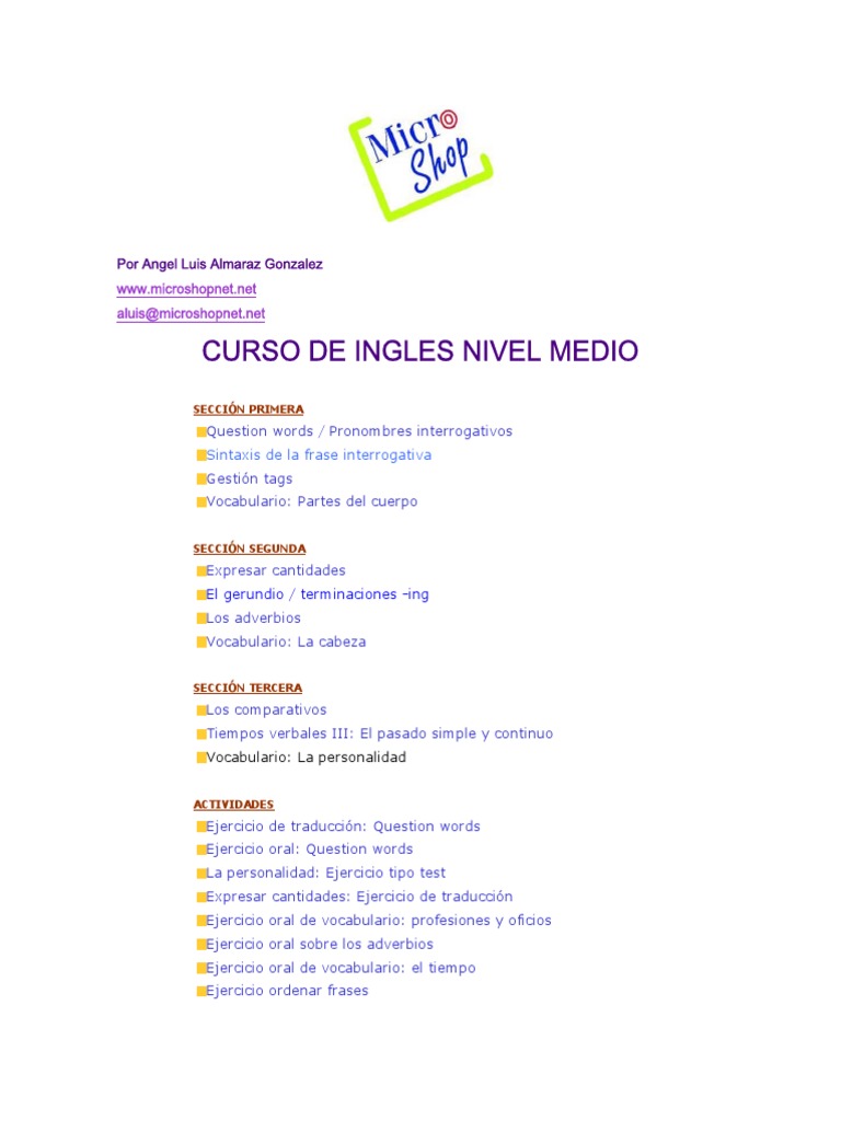 Curso de Ingles Intermedio PDF | PDF