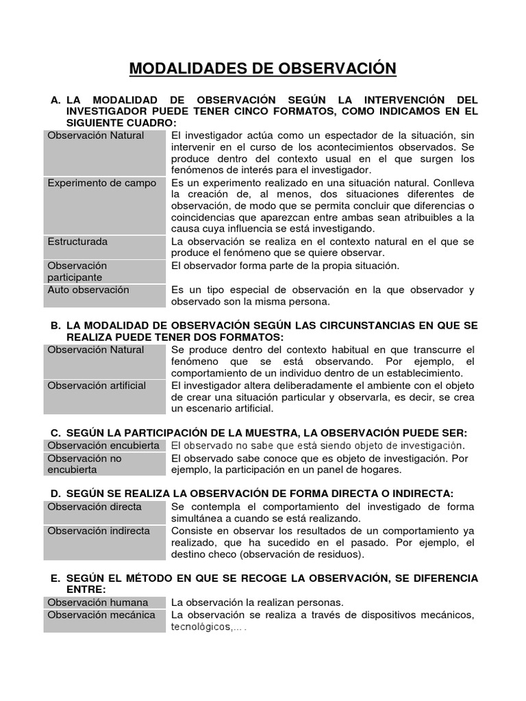 Tipos de Observacion Cientifica | PDF | Observación | Comportamiento