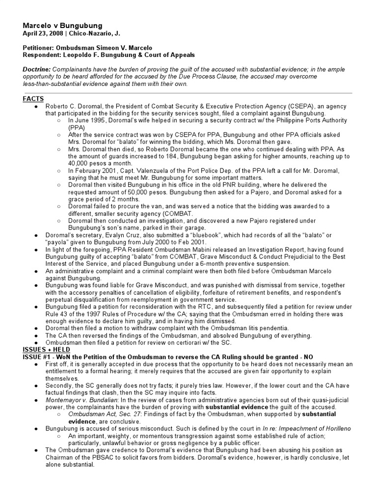 Marcelo V Bungubung PDF | PDF | Complaint | Burden Of Proof (Law)