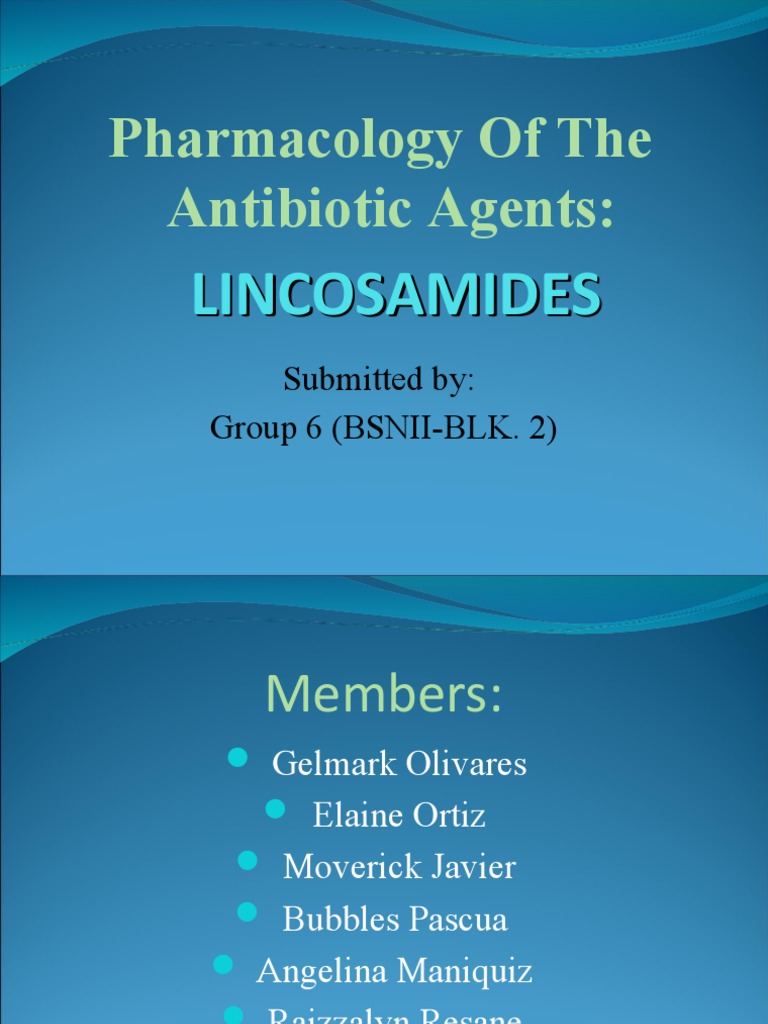 Lincosamides (Pharmacology of Antibiotics) - Group 6 Presentation | PDF ...