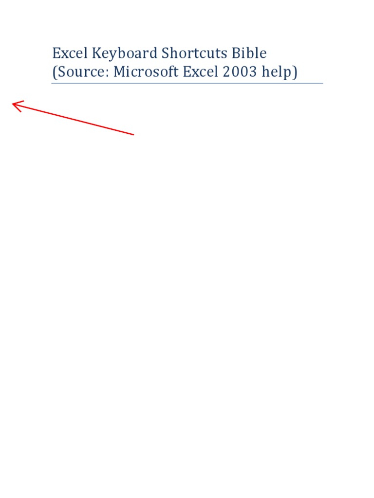 Excel Keyboard Shortcuts Bible | PDF | Menu (Computing) | Tab (Gui)