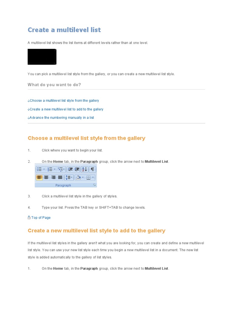 Create A Multilevel List | PDF | Text | Software