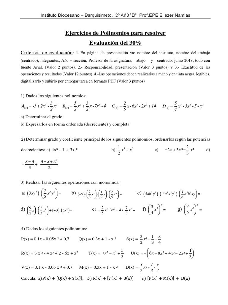 Polinomio | PDF | Álgebra abstracta | Algoritmos