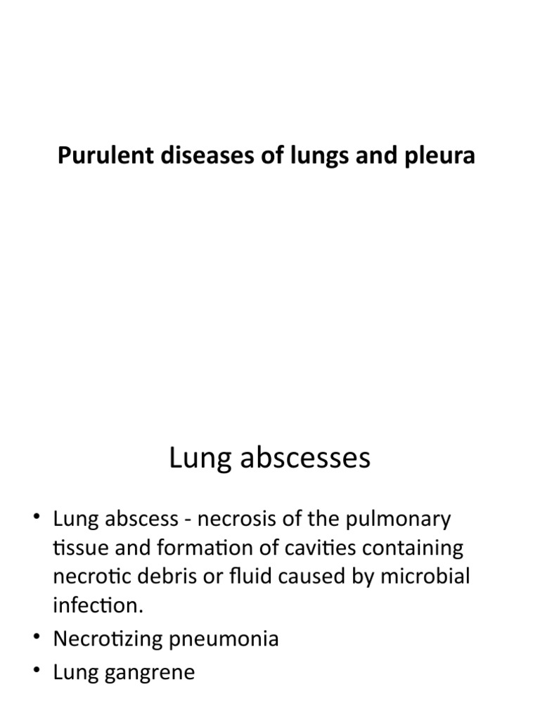 Purulent Lung Diseases Overview | PDF | Lung | Medical Specialties