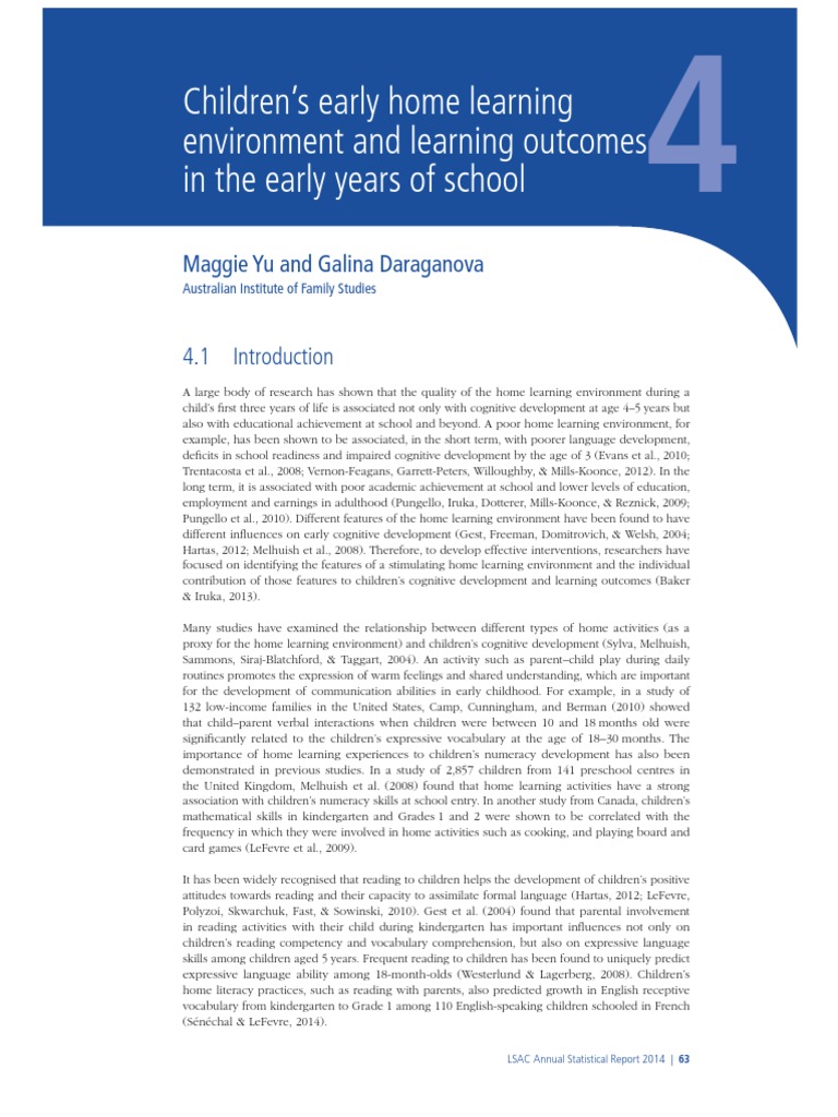 Childrens Early Home Learning Environment and Learning Outcomes in The ...