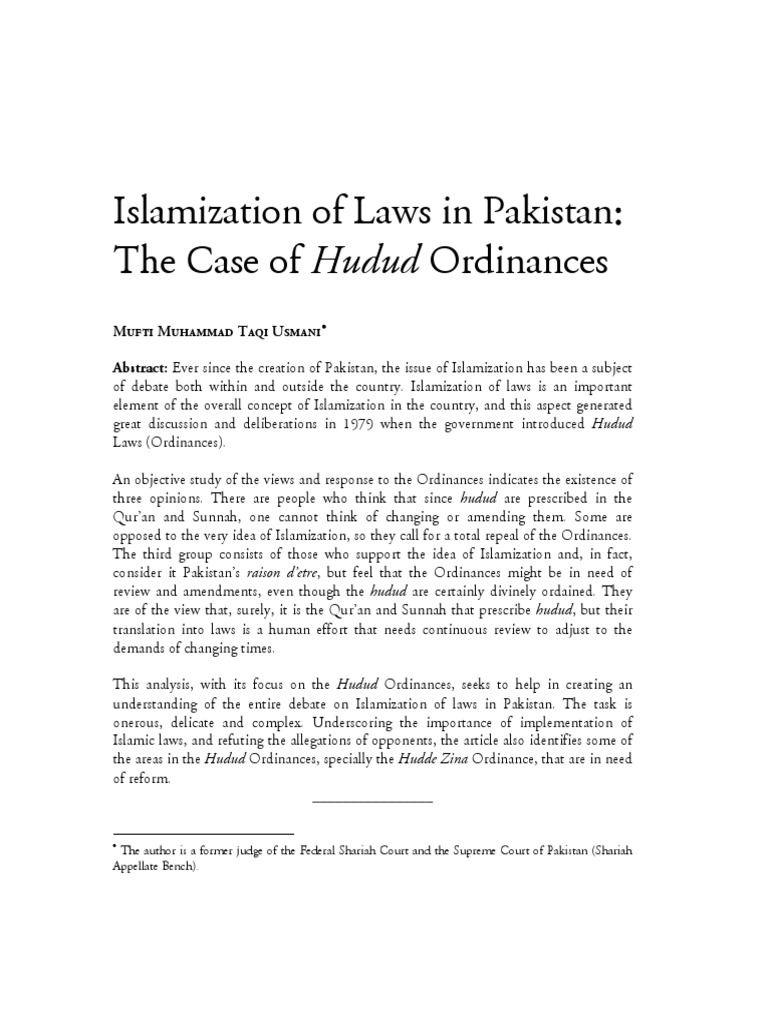 Islamization_of_Laws_in_Pakistan | Sharia | Adultery