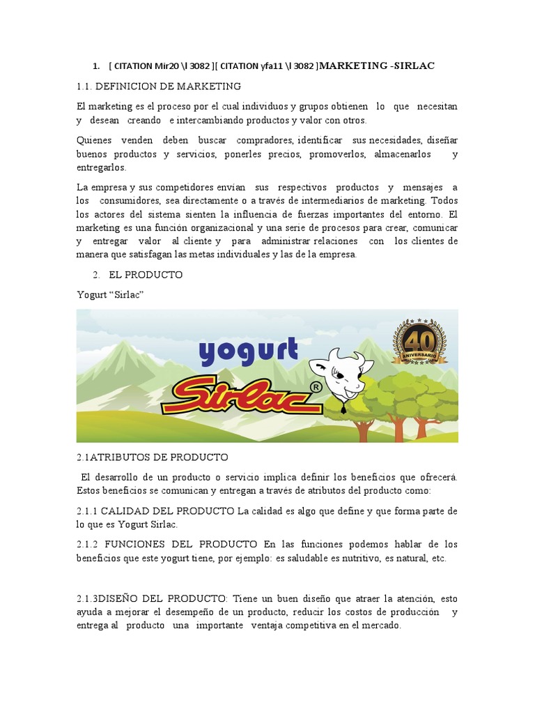 Marketing de Sirlac | PDF | Producto (Negocio) | Marketing