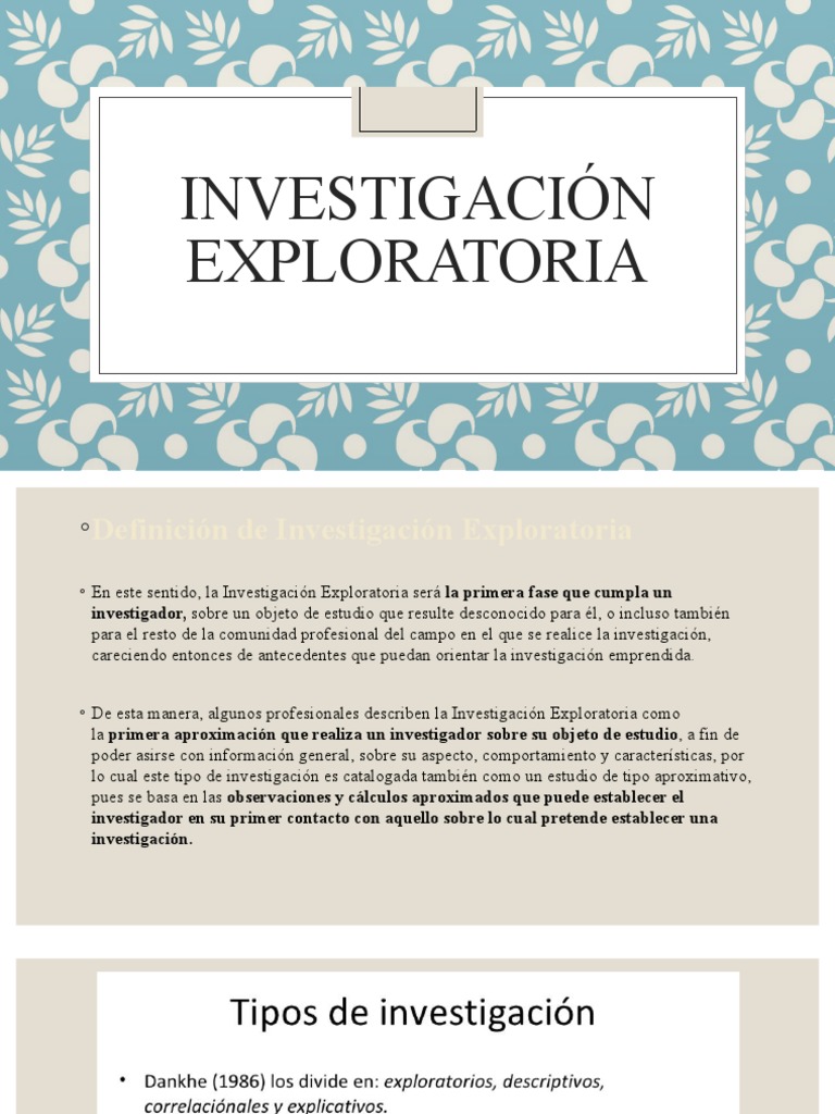 Investigación Exploratoria | PDF | Teoría | Interacciones de disciplina ...