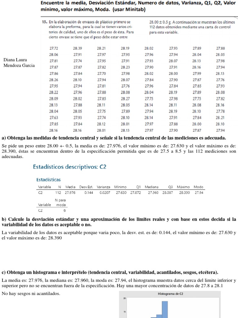 Ejercicio Minitab-Envases de Plástico | PDF