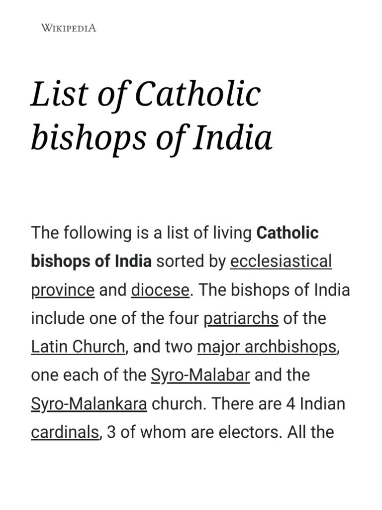 List of Catholic Bishops in India | PDF | Church Organization ...