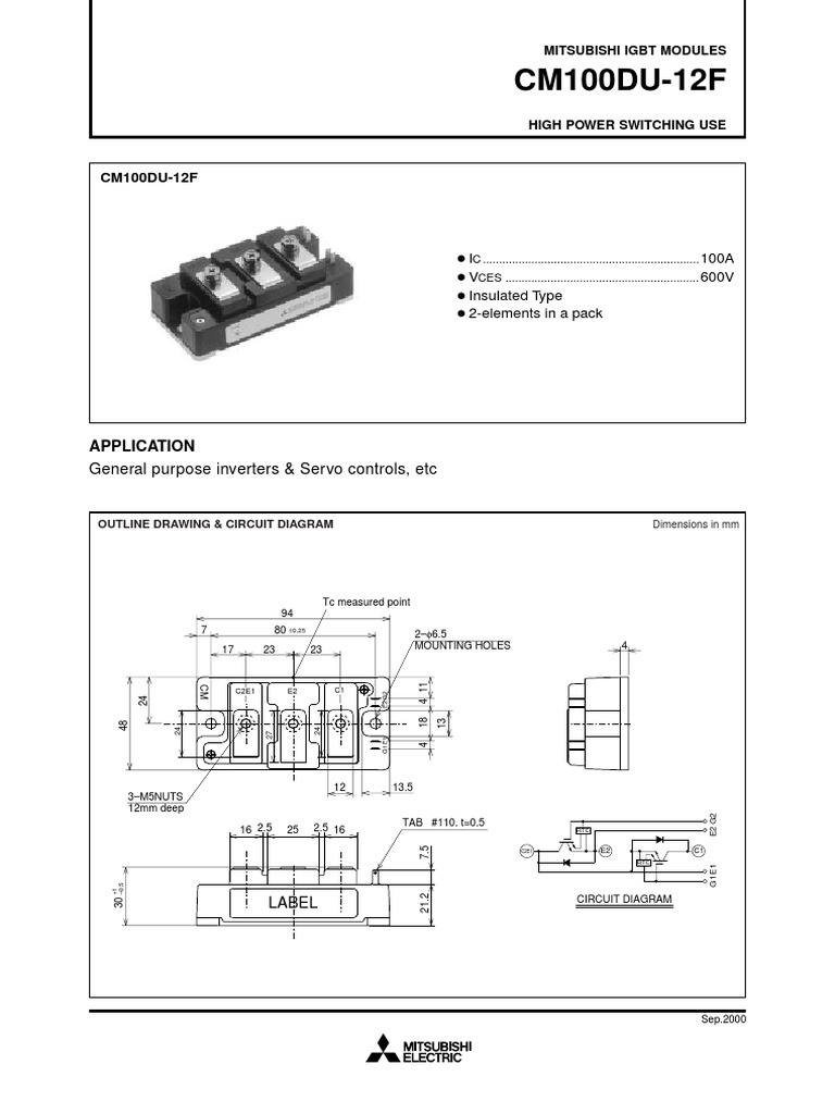 Igbt Cm100du-12f PDF | PDF | Diode | Electromagnetism