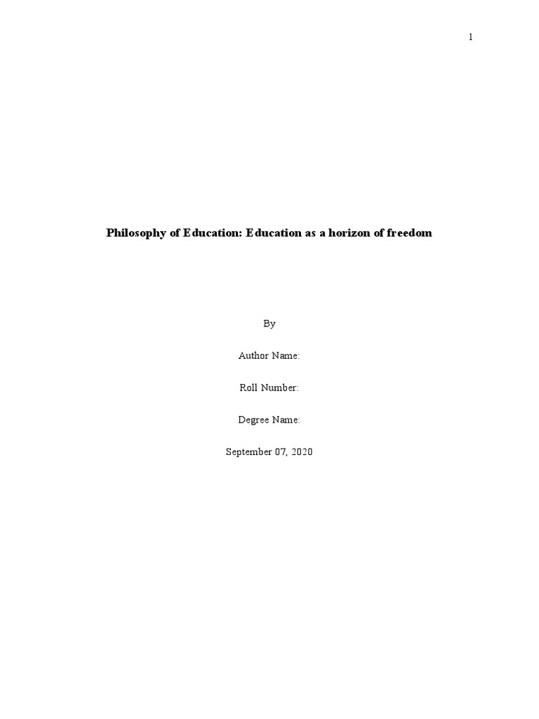 Philosophy of Education: Education As A Horizon of Freedom | PDF ...