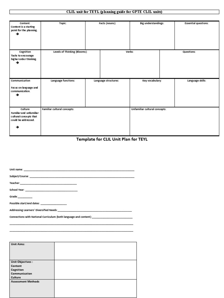 CLIL Unit For TEYL - Restructed | PDF | Cognitive Science | Behavior Modification