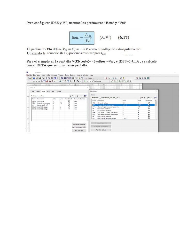 Para Configurar IDSS y VP, JFET en MULTISIM | PDF