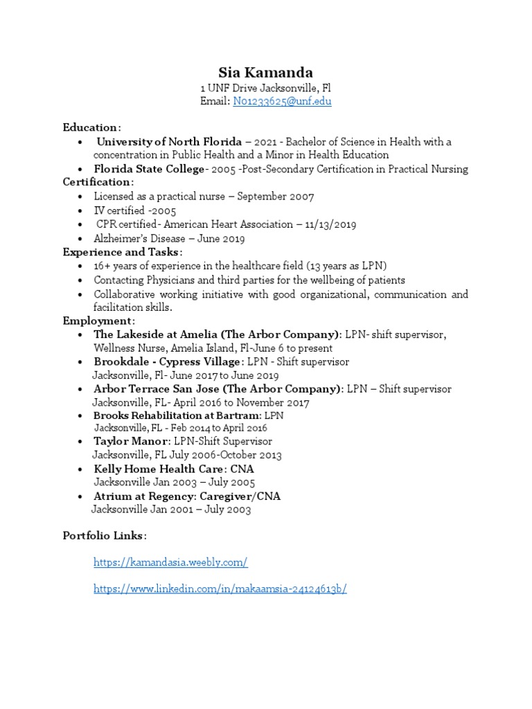 Sia Kamanda - Resume | PDF